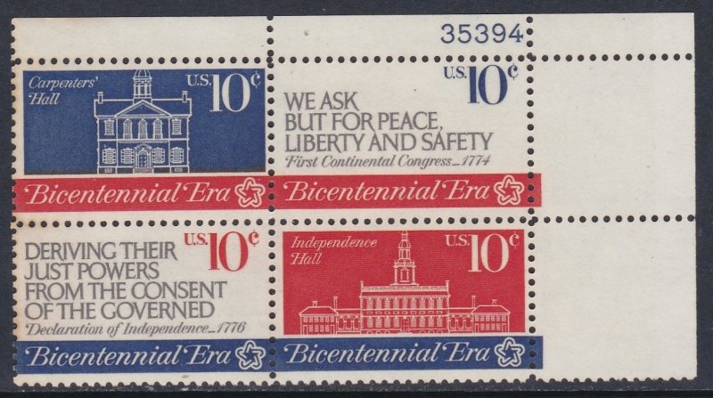 1546a First Continental Congress Plate Block MNH | United States ...