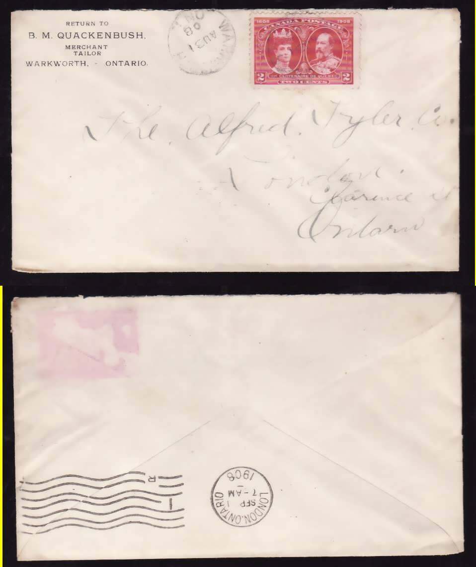 Canada cover #7785-2c Tercentenary-Northumberland cnty-Warkworth,Ont-Au ...