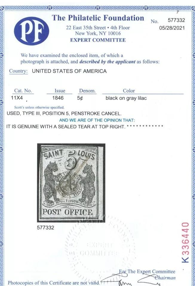 USA #11X4 Used Fine Very Rare Stamp , PF 2021 Certificate | United ...