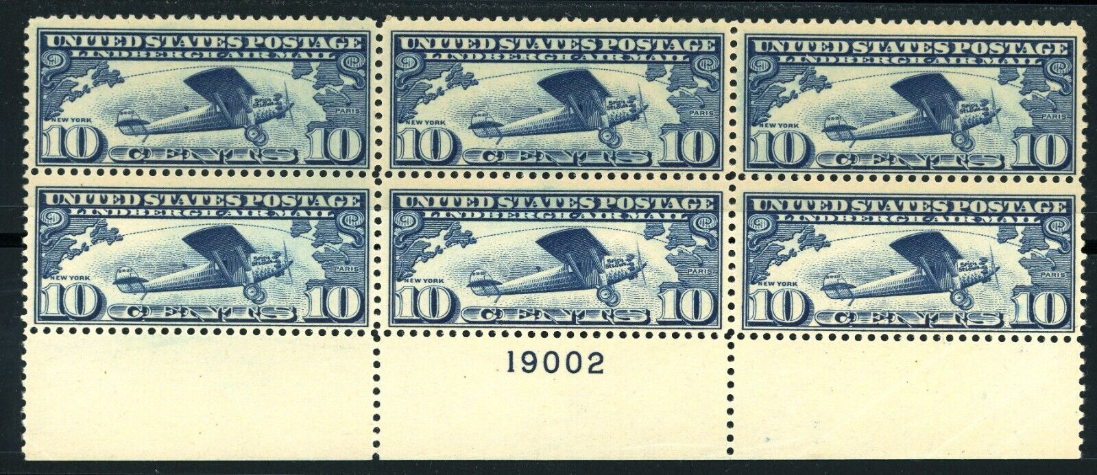USAstamps Unused VF US 1927 Airmail Plate Block Scott C10 OG MNH ...