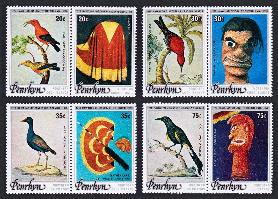 Penrhyn Birds Masks Discovery of Hawaii 4 pairs 1978 MNH SC#93-96 SG ...