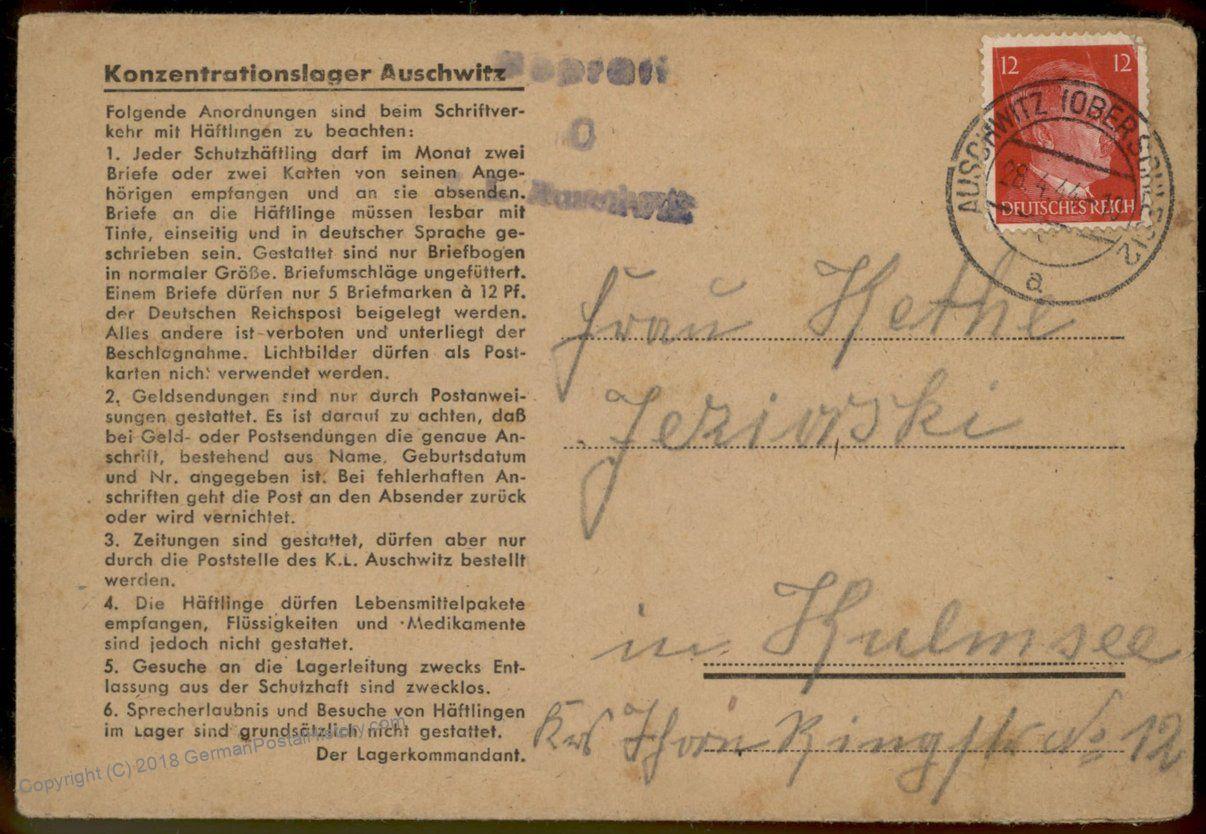 3rd Reich Germany Concentration Camp KL Auschwitz Camp Rules Prisoner ...