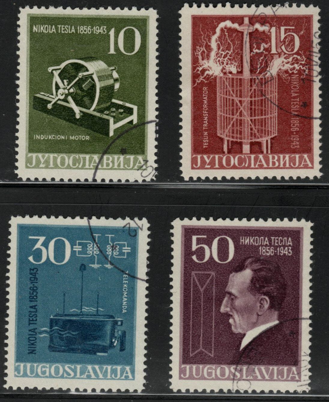 Yugoslavia Scott 448-451 MH* Nikola Tesla Birth Centennial stamp set ...
