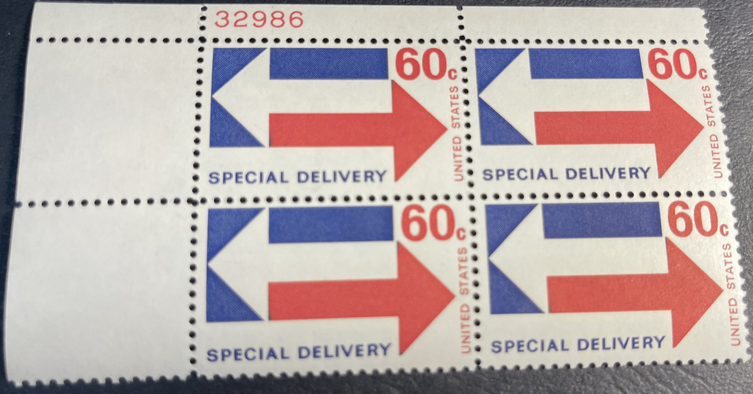 U.S.# E23-Mint Never/Hinged--U L Plate # Block of 4--Special Delivery ...