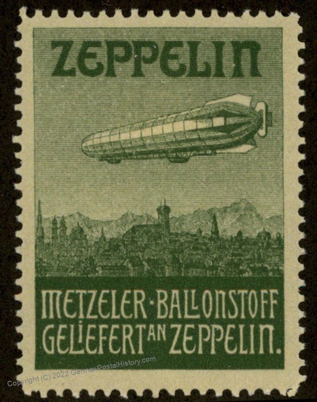 Germany Pre-WWI Zeppelin Flight Label Vignette Cinderella 93718 ...