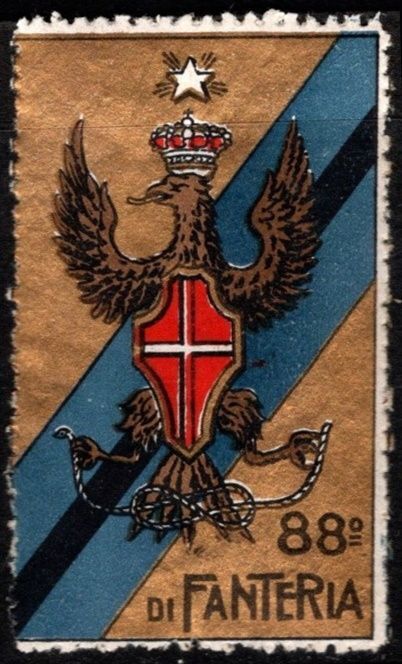 1914 WW1 France Delandre Poster Stamp Italian 88th Infantry Regiment ...