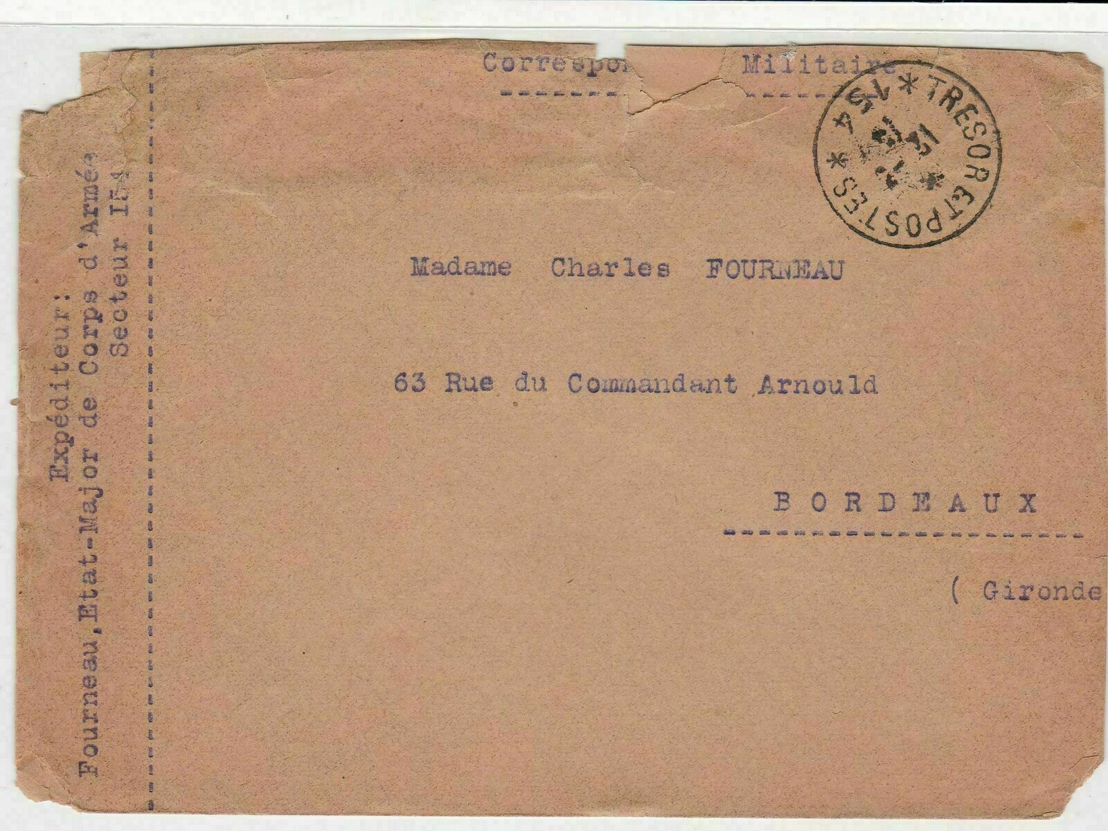 France WW1 French Military 1915 Tresor Et Postes no 154 Cover Ref 31000 ...
