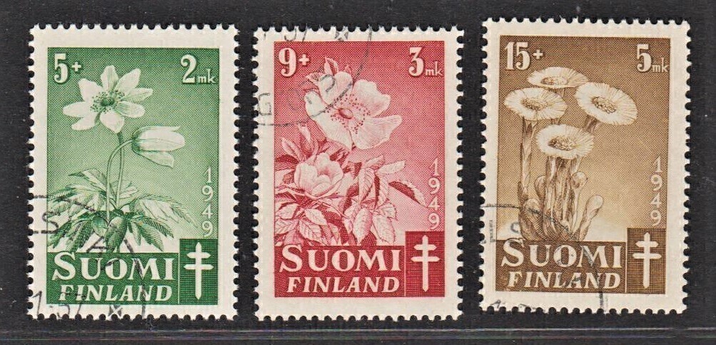 Finland 1949 Beautiful Flowers (3v Cpt) F.Used | Europe - Finland, Air ...