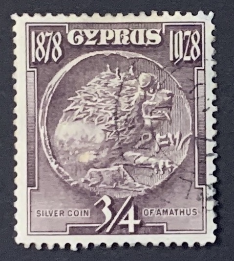 1928 KGV Cyprus Stamp Used - 50th Anniversary of British Rule 3/4 ...