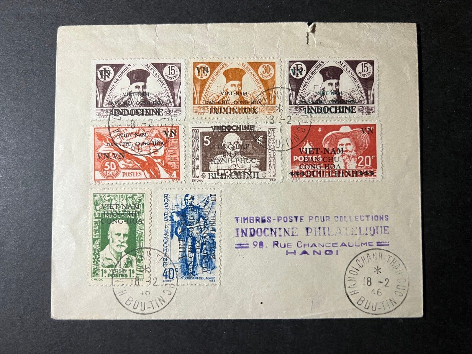 1946 French Indochina Cover Vietnam Hanoi Local Use Indochina ...