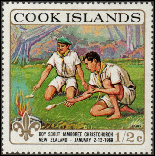 Cook Islands 248 - Mint-H - 1/2c Boy Scouts Cooking over Campfire (1969 ...