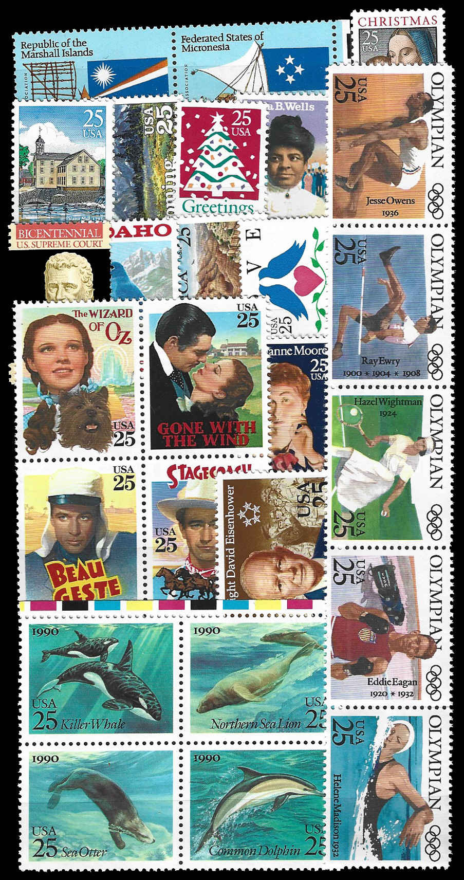 PCBstamps US 1990 Commemoratives Year Set (2348//2515) 26 var., MNH, (4 ...