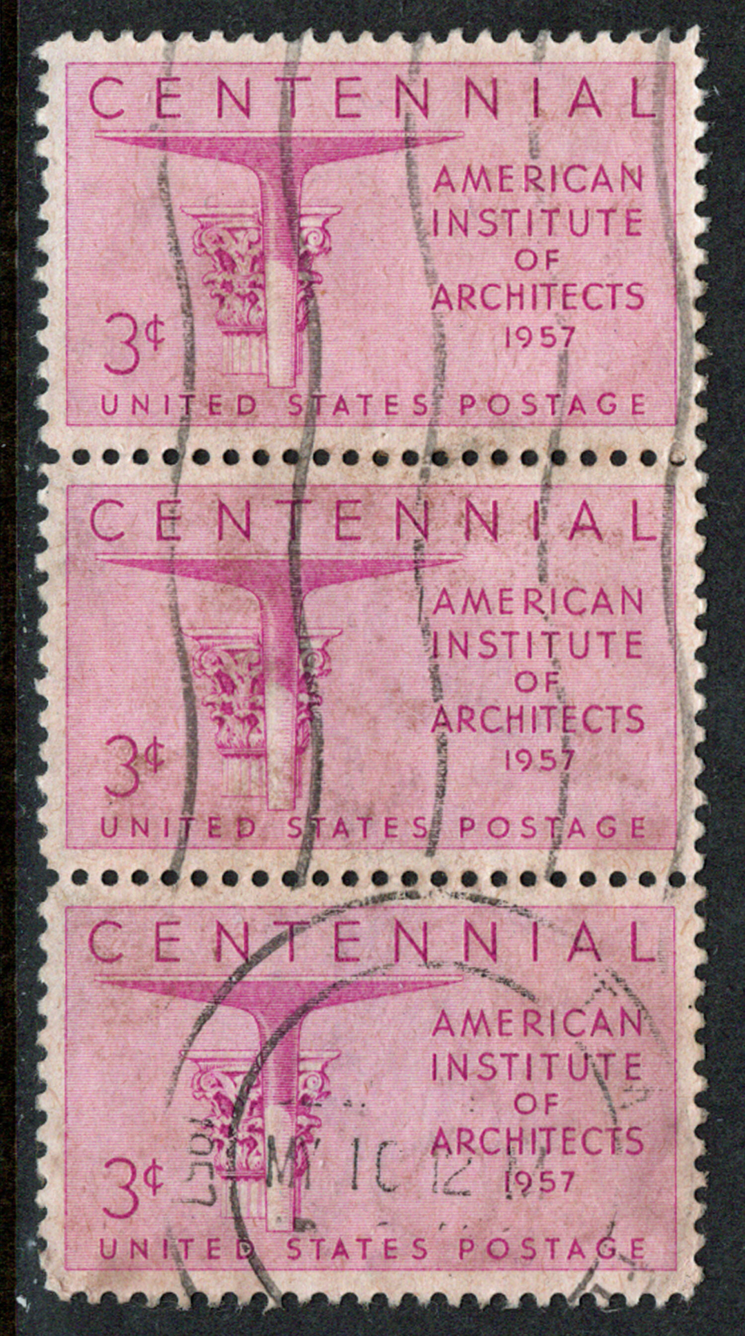 United States - Architects Institute # 1089 - VG Condition - Strip of 3 ...