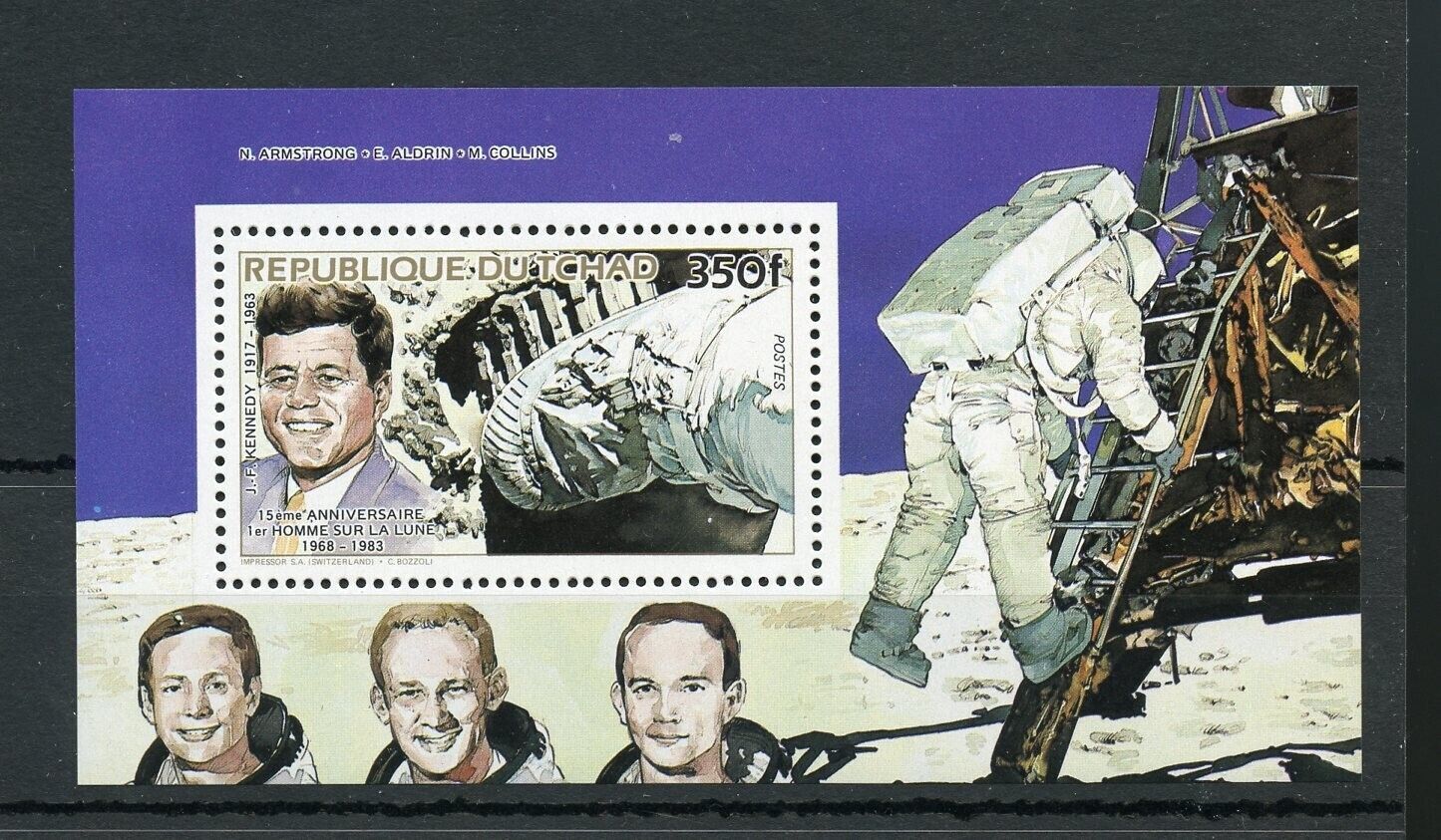 Chad John F. Kennedy Apollo 11 Moon Landing Sset of TWO S/S Mint Never Hinged | Africa - Chad ...