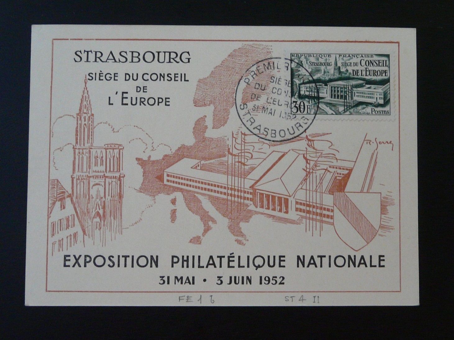 Council of Europe and cathedral of Strasbourg maximum card 1952 ...