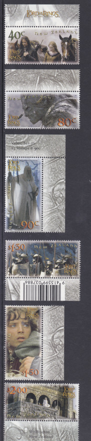 2002 New Zealand Lord of the rings two towers stamps set UNMOUNTED MINT ...