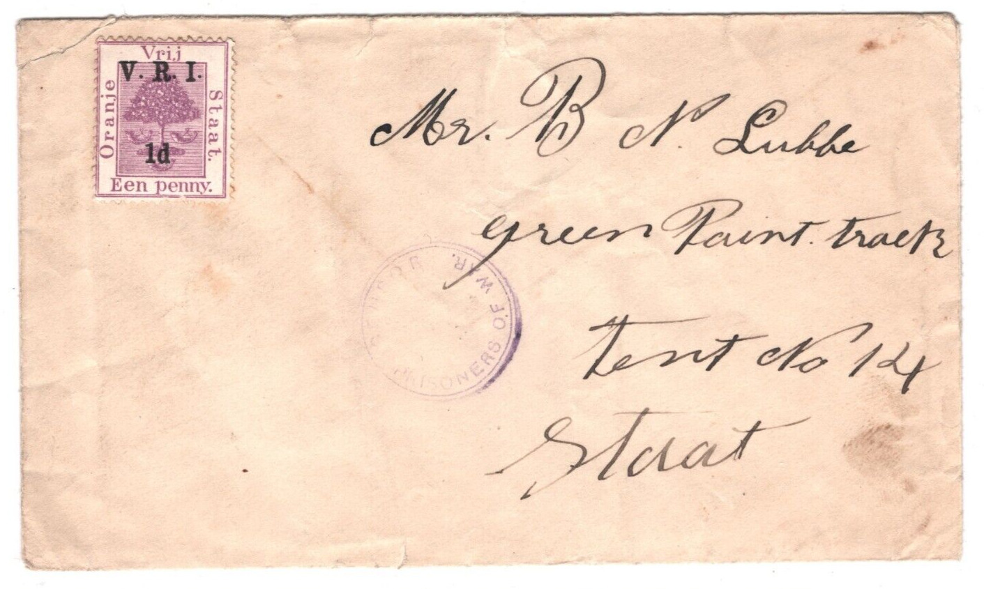 South Africa OFS BOER WAR Cover POW CAMP *GREEN POINT* Cape Town CENSOR ...