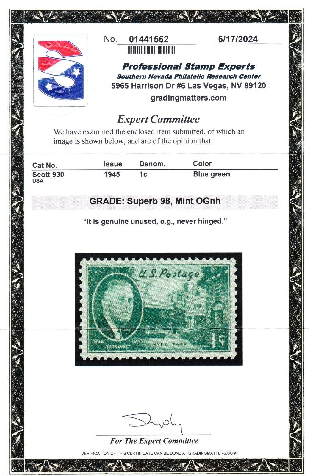 MOstamps - US #930 Mint OG NH Grade 98 with PSE Cert - Lot # MO-5523 ...