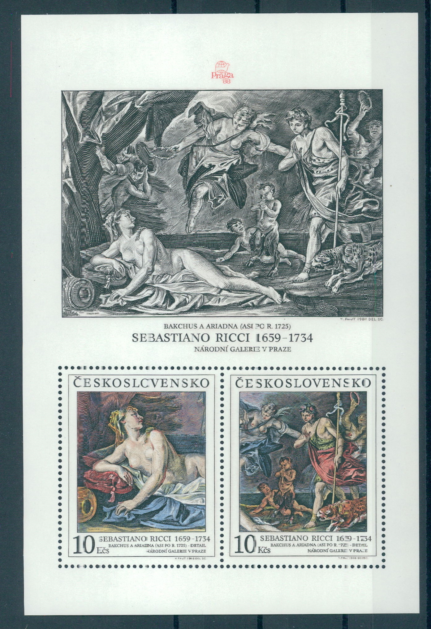 Czechoslovakia "Sebastiano Ricci " Painting, Souvenir Sheet 1988 ...