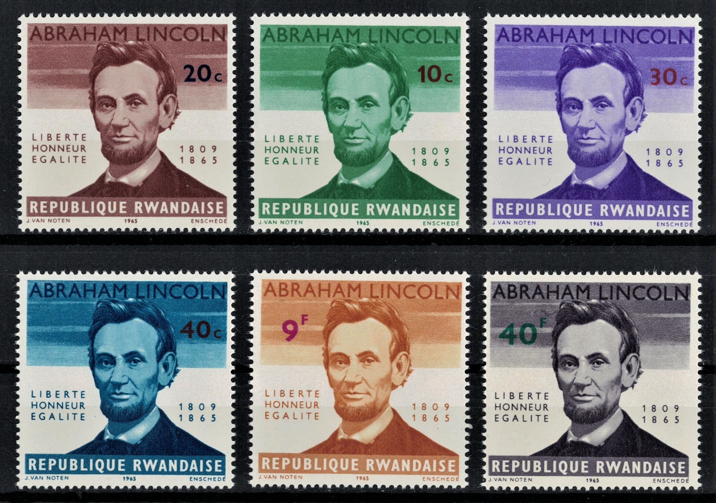 RWANDA 1965 - Abraham Lincoln, In memoriam /complete set MNH | Africa ...