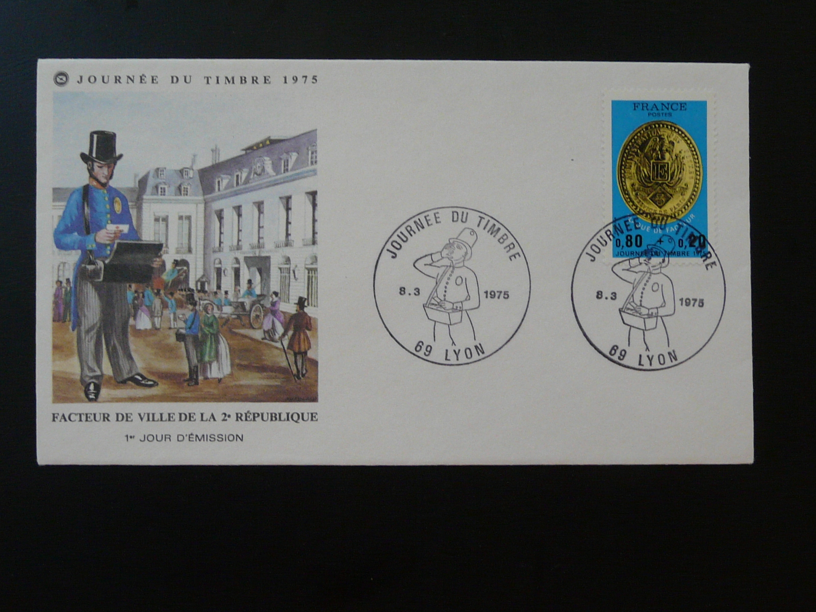 postal history postman in 19th century FDC France stamp day 1975 ...