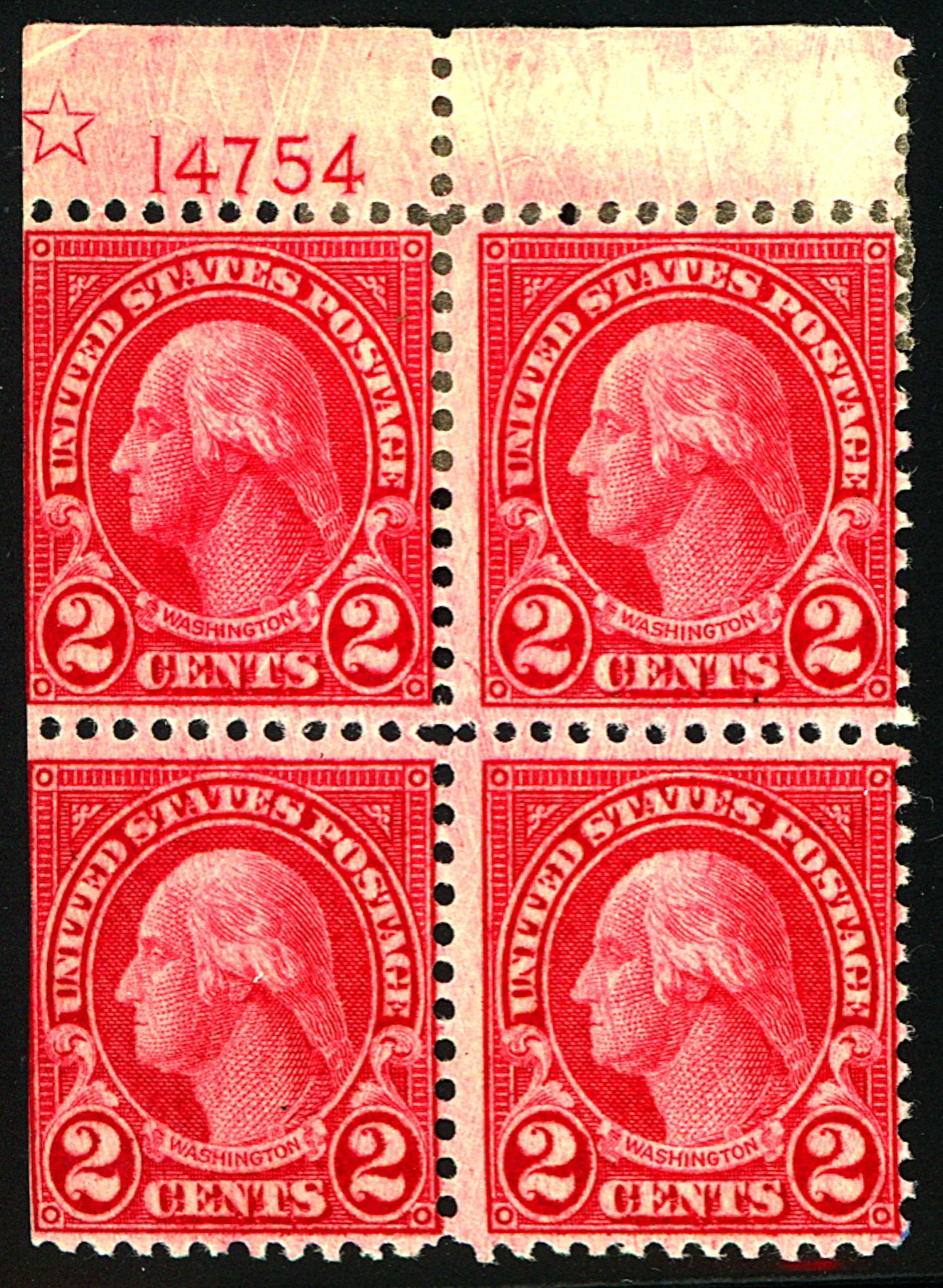 U.S. #595 Mint Star PL# Block of 4 With PF Cert OG | United States ...