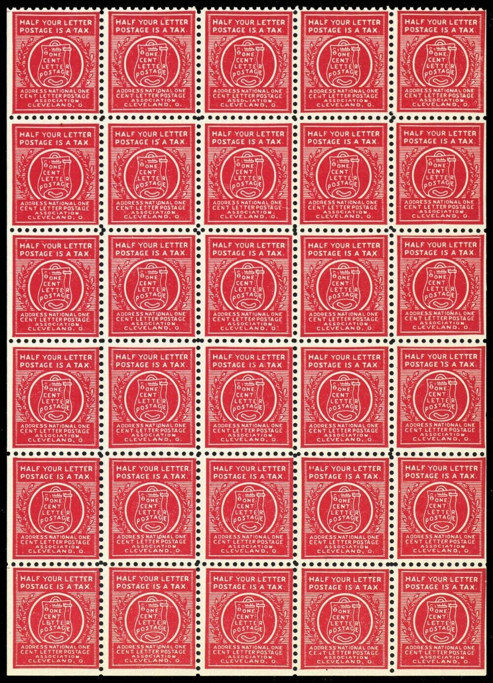1920's Postage Production Test Block of 30 Stamps - Stuart Katz ...