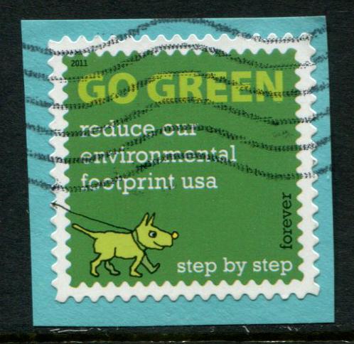 4524f US (44c) Go Green: reduce footprint SA, used on paper | United ...