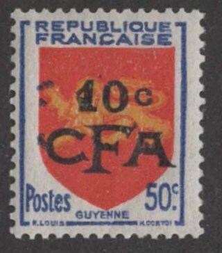 France-Reunion # 283 CFA Coat of Arms - Guyenne (1) VLH Unused | Europe ...