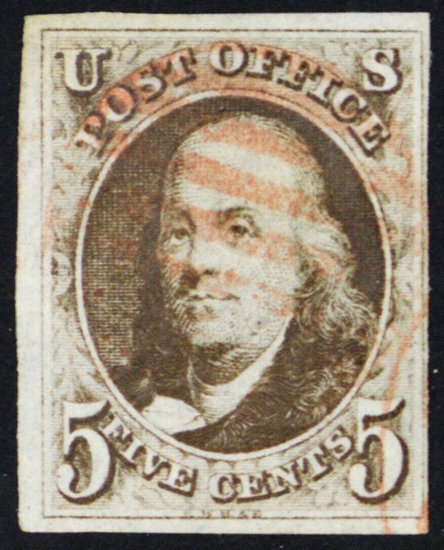 1, Used VF 5¢ First US Postage Stamp - Stuart Katz | United States ...