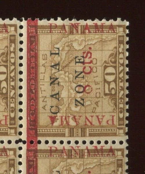 Canal Zone 20 Antique "L" of "CANAL" Variety Mint Stamp in Margin Block ...