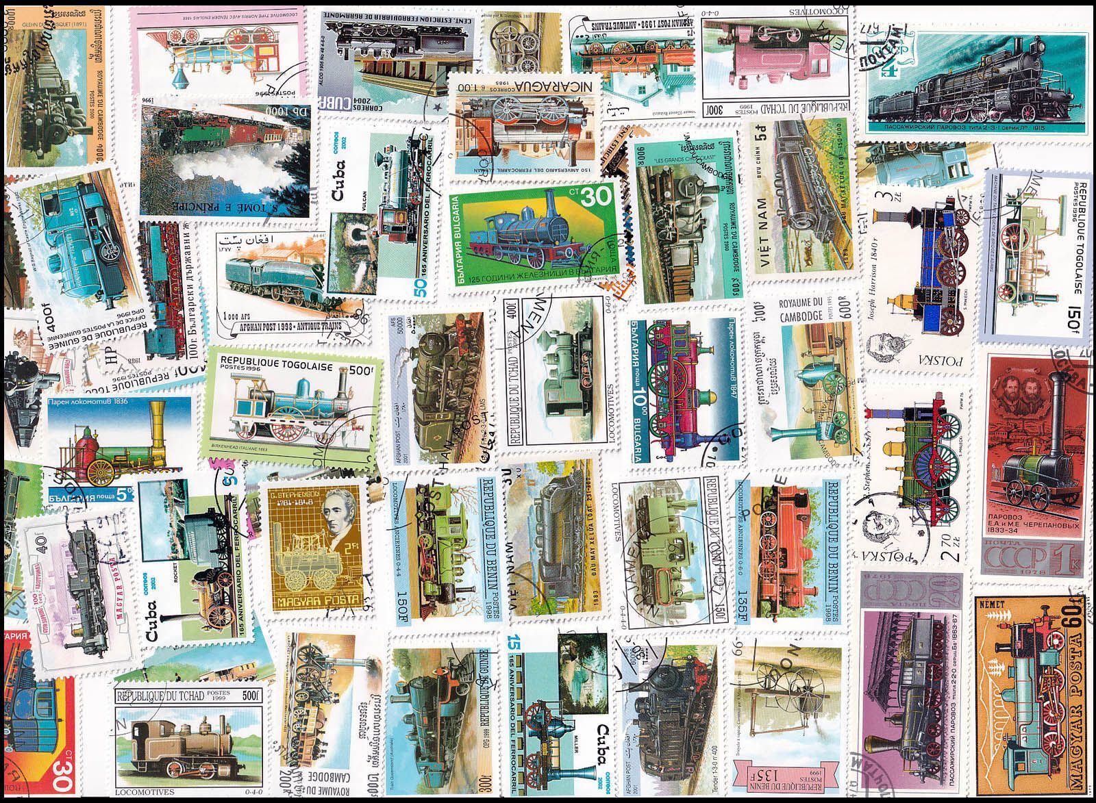 Collection of Steam Railway & Trains Stamps From Diff. Countries - 50v ...