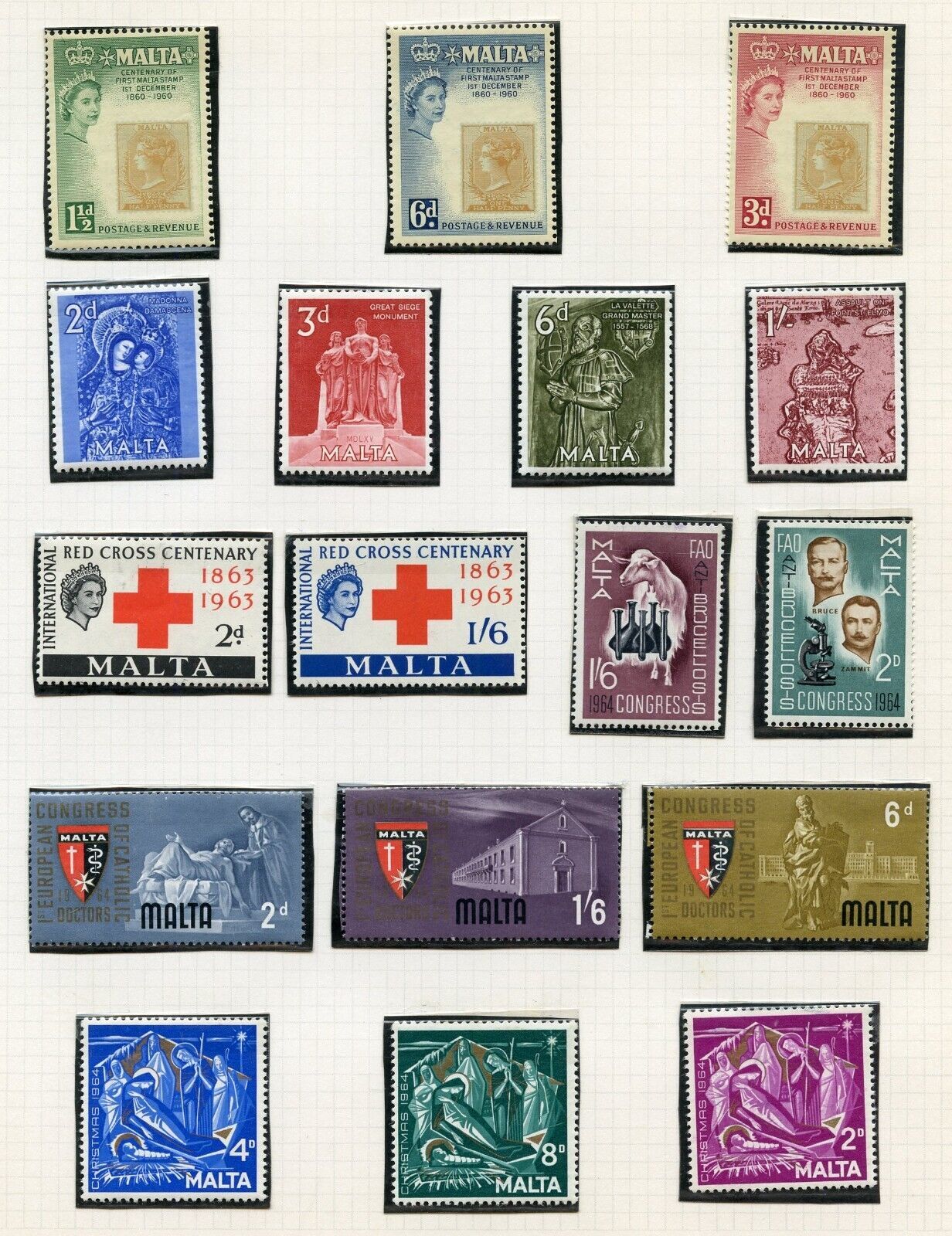 Malta Fantastic Collection of Stamps & 2 Souvenir Sheets on Album Pages ...