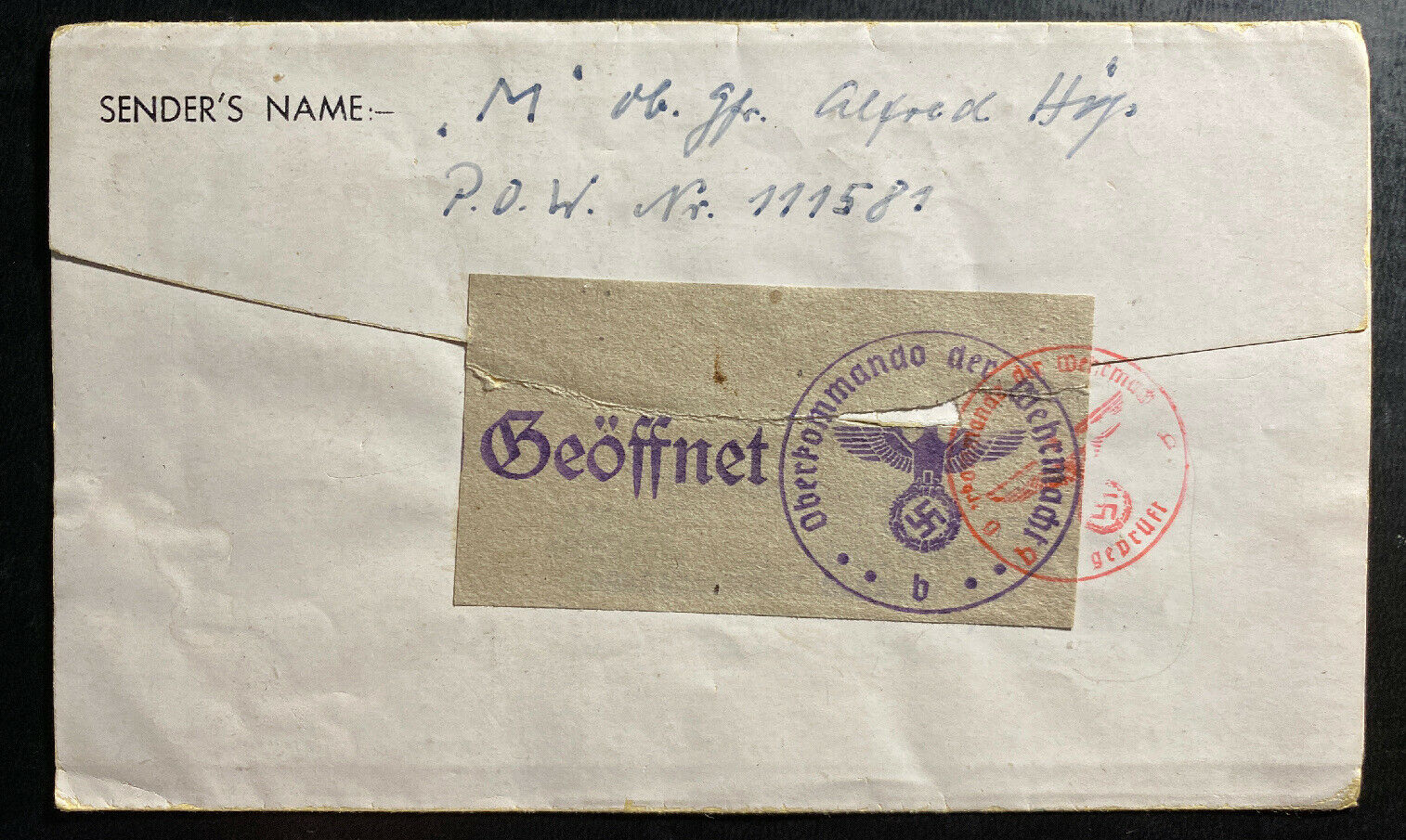 1944 British POW Camp to Munich Germany Letter Cover U Boat Sailor ...