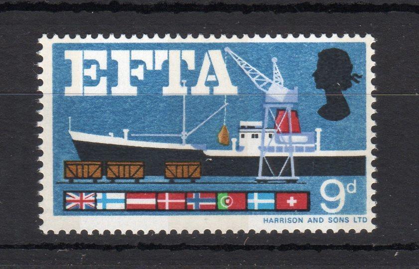 9d Efta (Phosphor) Unmounted Mint With Yellow Omitted Cat £140 | Great ...