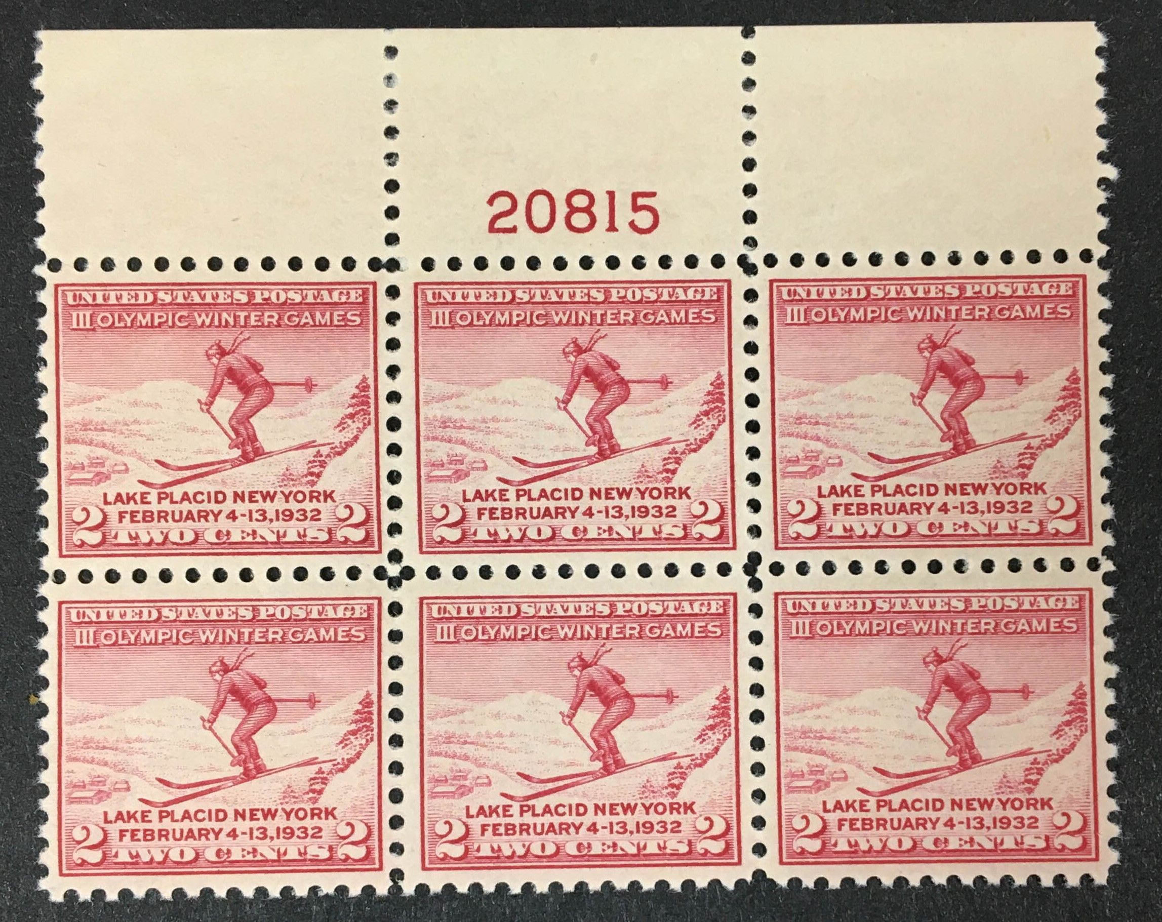 716 2c Olympic Skiing PLATE BLOCK Mint NH OG | United States, General ...