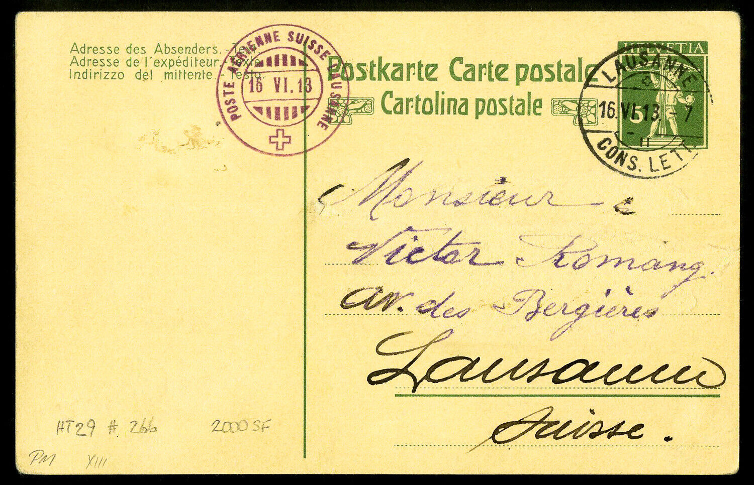 Switzerland Stamps VF Various Markings WW1 Military Card | Europe ...