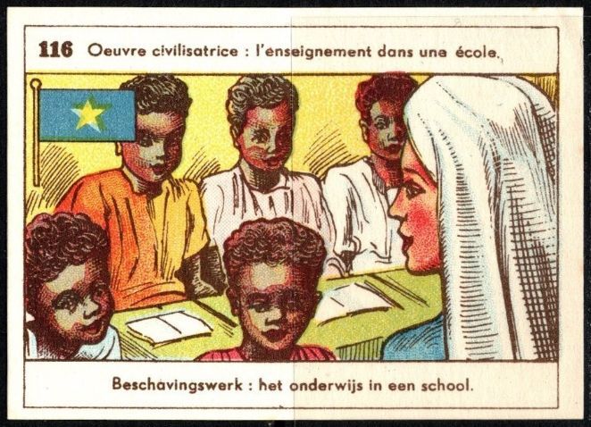 Vintage Belgium Propaganda Poster Stamp Belgium Congo Teaching In a ...