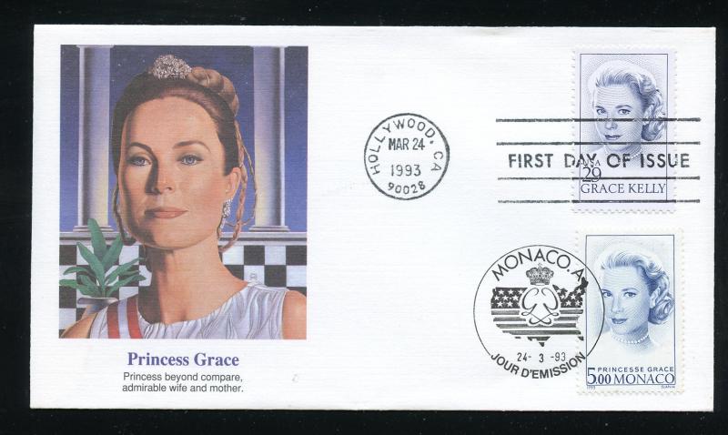 US 2749 & Monaco Sc 1851 Princess Grace Kelly 1993 UA set 3 Fleetwood ...