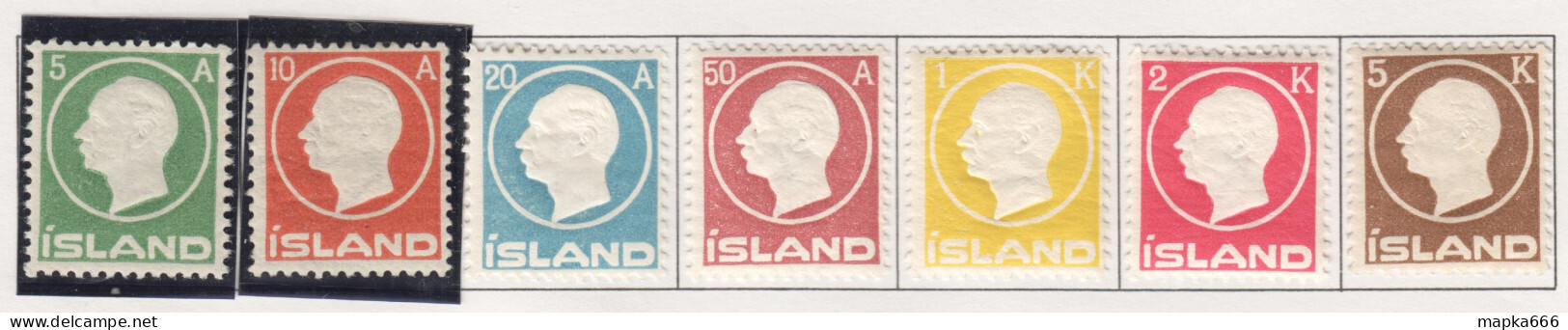Sp629 1912 Iceland King Frederik Viii Michel #69-75 300 Euro 1Set Lh ...