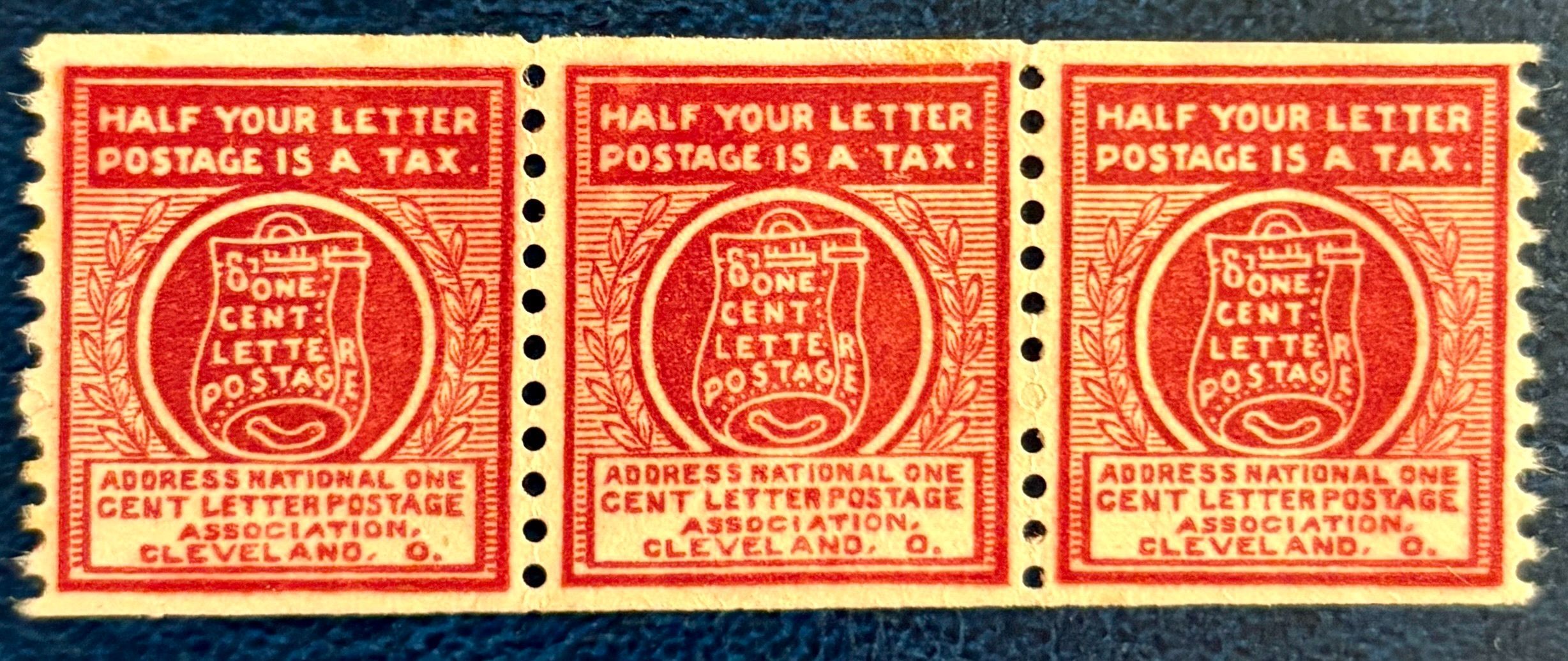 US Protest Poster Stamp / Half Your Letter Postage is a Tax Stamp Strip ...