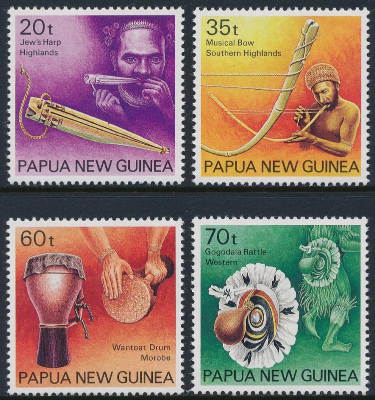 Papua New Guinea 1990 Musical Instruments Set of 4 SG628-631 MNH / HipStamp
