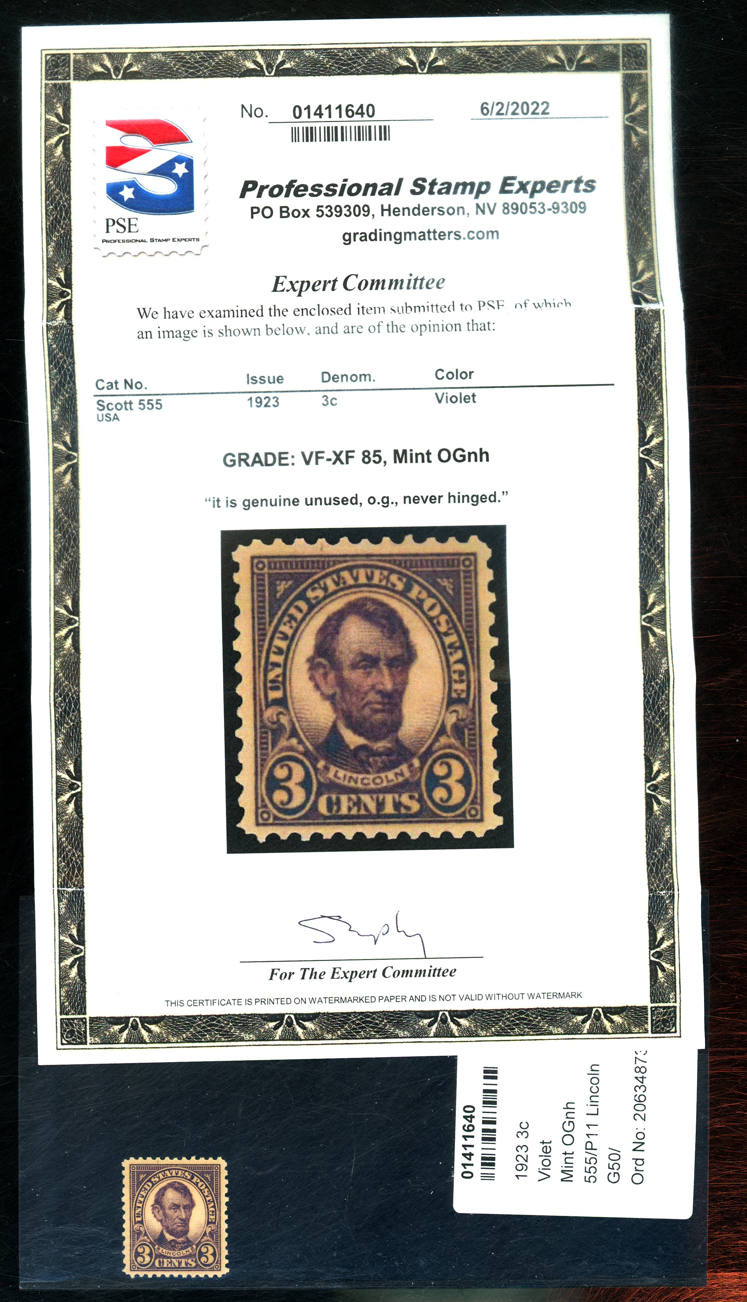 555 Mint PSE Cert Vf-Xf 85 OG NH Cat $45 | United States, General Issue ...