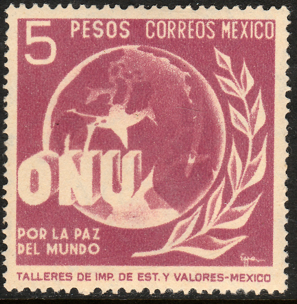 MEXICO 817, $5P Honoring the United Nations. MINT, ALTERED GUM. VF ...