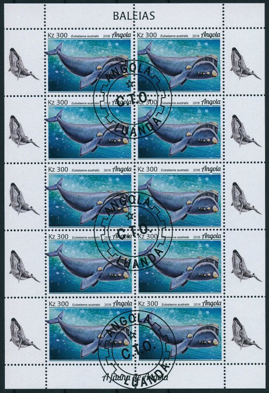 Angola 2018 CTO Marine Animals Stamps Whales Humpback Whale 4x 10v M/S | Africa - Angola, Stamp ...