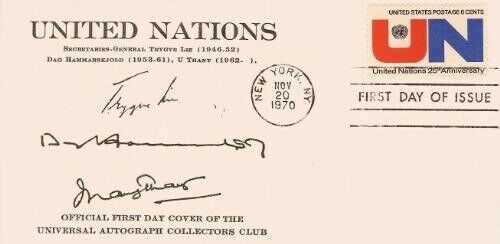 1419 6c UNITED NATIONS - 1st Universal Autograph CC | United States ...