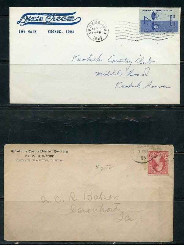 US Postal History of the State of Iowa LOT of 24 Covers 1894-1973 as ...