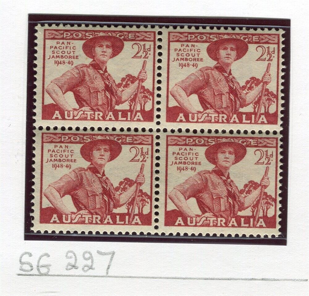 AUSTRALIA; 1948 early Positional MINT BLOCK + , Scout Jamboree ...