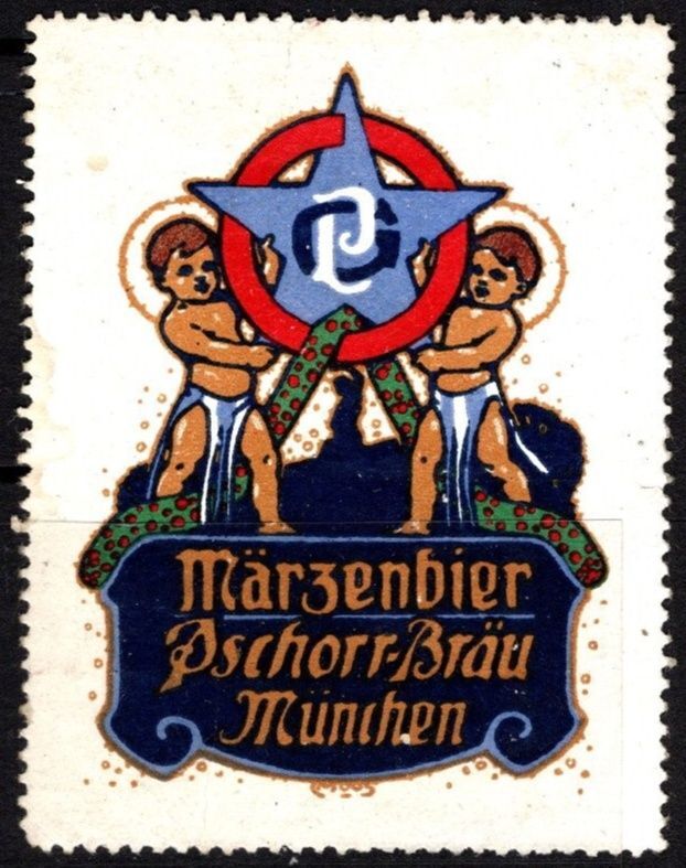 Vintage Germany Poster Stamp Märzenbier (March Beer) Pschorr-Bräu Beer ...