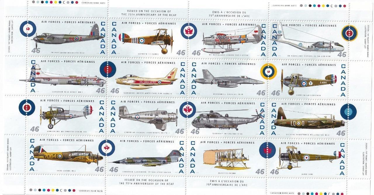 Canada 75th Anniversary of the Rcaf Sheet Post Office Fresh | Canada ...